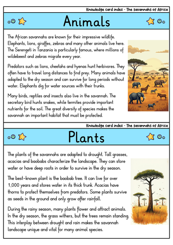 The African Savannas - Flashcards | Geography | Ecosystems, Wildlife ...