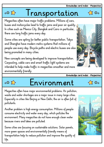 Megacities - Flashcards | Geography | Urbanization, Challenges & Growth | Teaching Resources