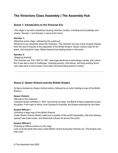 Victorians (KS2) Class Assembly Script | Teaching Resources