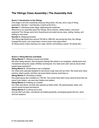 The Vikings (KS2) Class Assembly Script | Teaching Resources