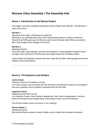Romans (KS2) Class Assembly Script | Teaching Resources