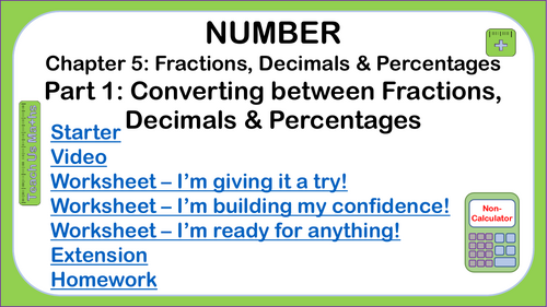 Converting between Fractions, Decimals & Percentages (N 5.1) | Teaching ...