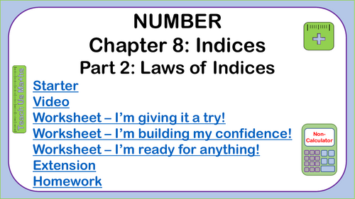 Laws of Indices (N 8.2) | Teaching Resources