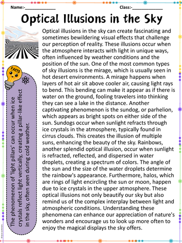 Sky Optical Illusions: Engaging Reading Passage with Thought-Provoking ...