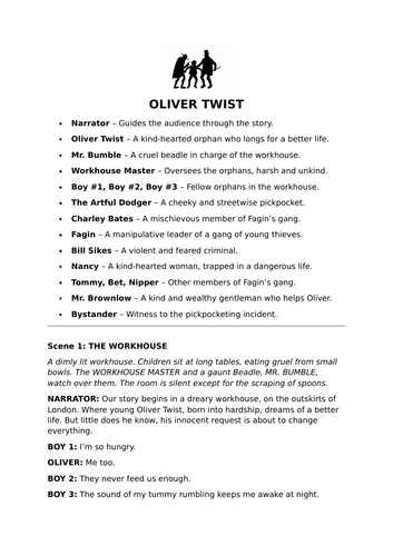 Oliver Twist: Adapted script for young actors | Teaching Resources