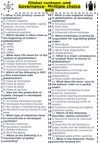 A Level Geography - Global Systems and Governance revision - 116 ...