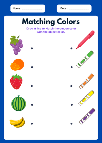 Matching Colors Activity Worksheet | Preschool & Kindergarten Printable ...