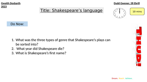 Shakespearean Language Lesson | Teaching Resources