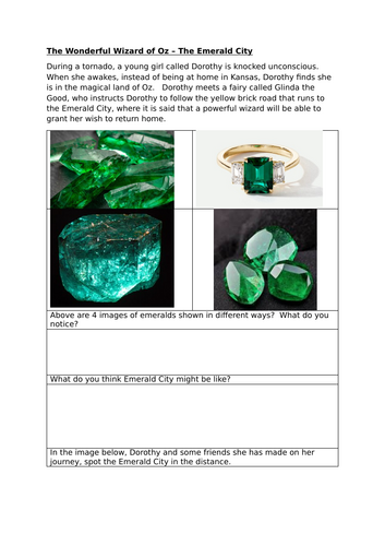 English KS3 SATS 11+ Wizard of Oz Emerald City Extract Comprehension ...