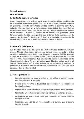 Voces inocentes - Luis Mandoki - Essential Guide | Teaching Resources