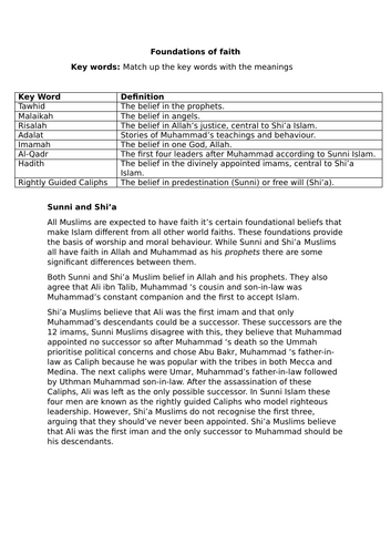 EDUQAS Islam: Foundations of faith revision workbook | Teaching Resources