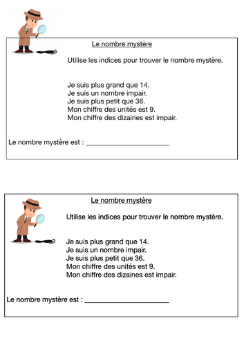 Nombre mystère | Teaching Resources