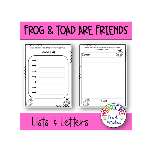 Frog and Toad are Friends Activities - Lists & Letters | Teaching Resources