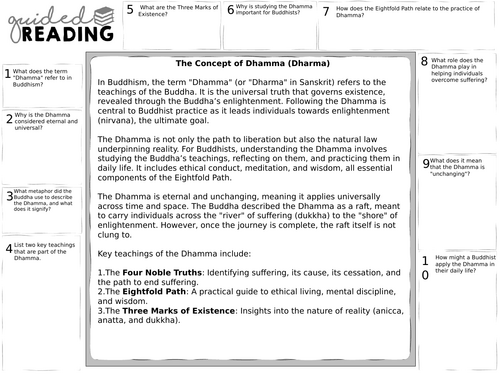 Buddhism: Dhamma Guided Reading | Teaching Resources