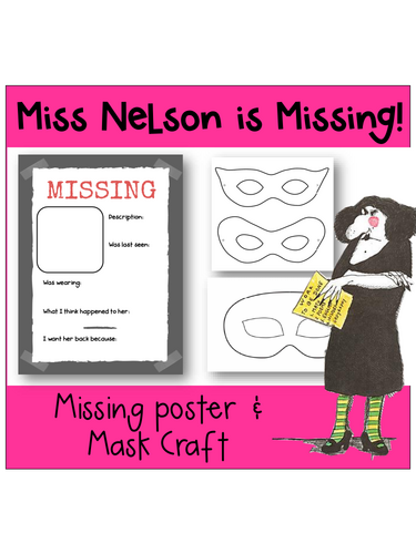 Miss Nelson is Missing Activities - Missing Poster and Mask Craft ...
