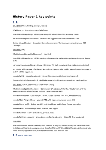 Edexcel A-Level History Paper 1 Revision - In search of the American ...