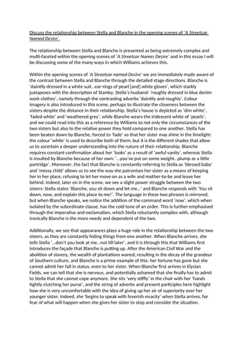 A* 'Streetcar' Essay: Stella and Blanche | Teaching Resources