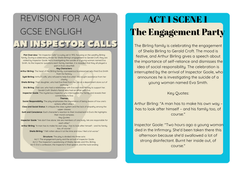 An Inspector Calls Flashcards | Teaching Resources