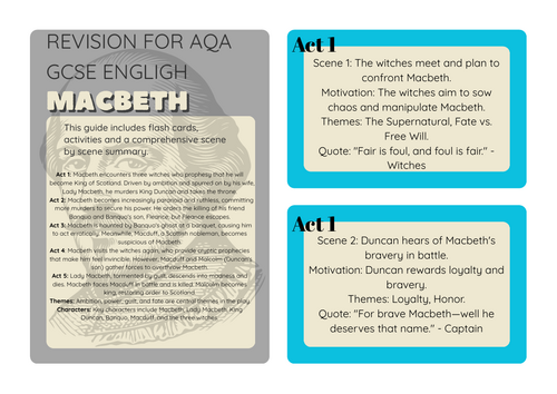 Macbeth Revision Flashcards GCSE | Teaching Resources