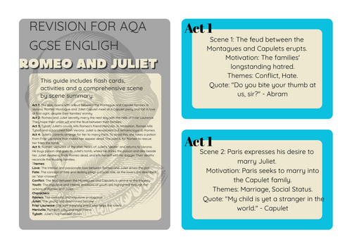 Romeo and Juliet Flashcards GCSE Revision | Teaching Resources