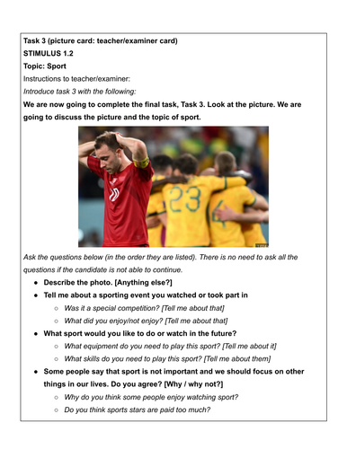 ESOL IGCSE Speaking Task 3 Picture Practice | Teaching Resources