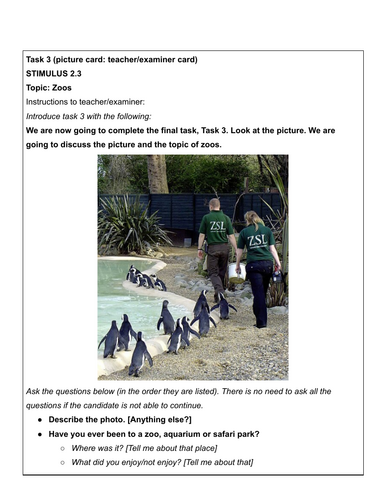 ESOL IGCSE Speaking Task 3 Picture Practice | Teaching Resources