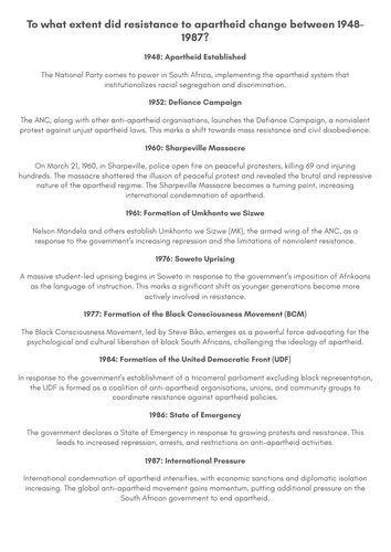 Edexcel A-level History - South Africa, 1948–94 essay | Teaching Resources