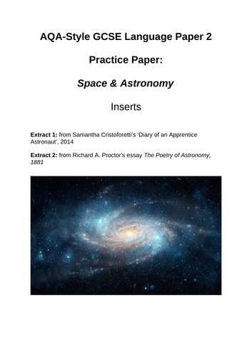 BRAND NEW: AQA Language Paper 2 Practice Paper: Space | Teaching Resources