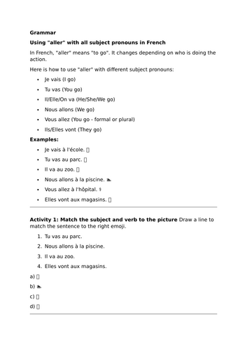 Studio 1 - Module 4 - Le weekend - Grammar - Using "aller" with all ...