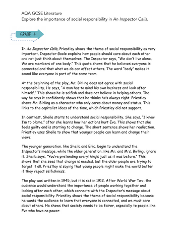 An Inspector Calls example essays for AQA GCSE Literature | Teaching Resources