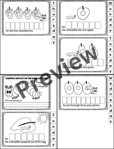 The Very Hungry Caterpillar Days of the Week Worksheets | Spring ...