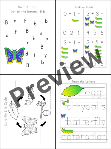 Butterfly Life Cycle Worksheets | Spring Math and Literacy Activities ...