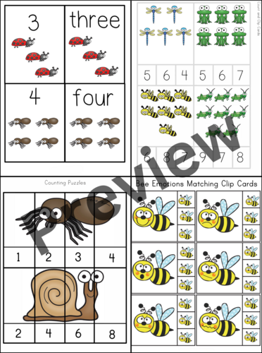 Insects Math and Literacy Worksheets | Spring Bugs & Flowers | Garden ...