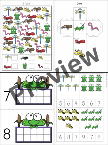 Insects Math and Literacy Worksheets | Spring Bugs & Flowers | Garden ...