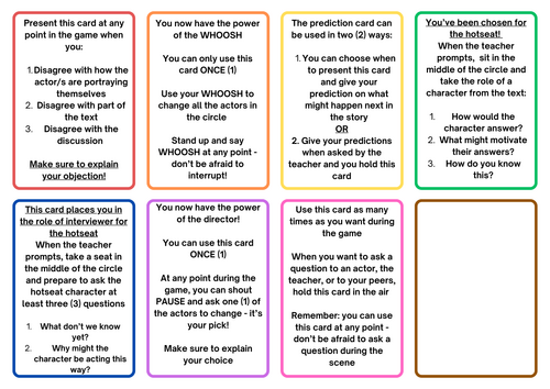Whoosh Game Cards For English Texts | Teaching Resources