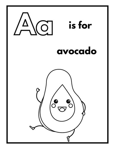 Kawaii Food Alphabet Coloring Pages – A to Z Cute Food-Themed Printable ...