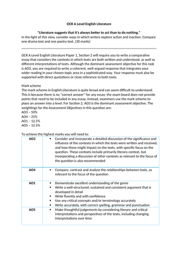 OCR A Level English Literature - Ibsen-Chaucer - action vs. inaction ...
