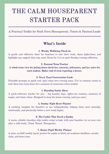 THE CALM HOUSEPARENT STARTER PACK | Teaching Resources