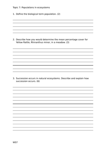 Topic 7: Revision Genetics, populations, evolution and ecosystems ...