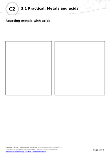 3.1 Metals and acids KS3 | Teaching Resources