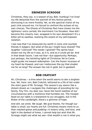 A Christmas Carol monologues for kids | Teaching Resources
