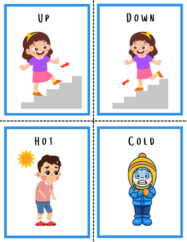 50 Opposites Matching Cards | Antonyms Memory Game & Word Wall ...