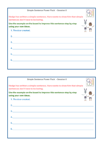 Simple Sentence Power Pack | Teaching Resources