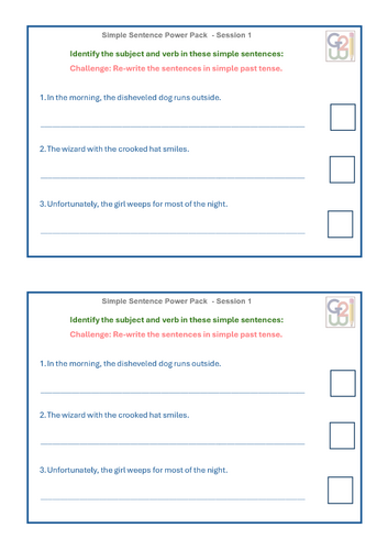 Simple Sentence Power Pack | Teaching Resources