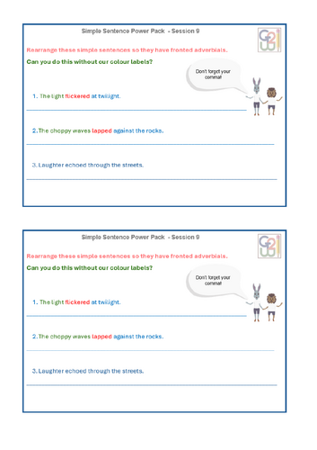 Simple Sentence Power Pack | Teaching Resources