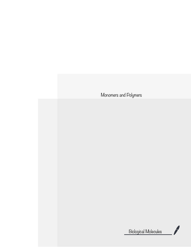 AQA Alevel Biology: Monomers and Polymers Summary Notes | Teaching ...