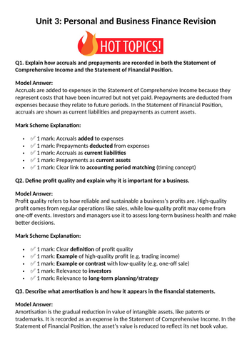 BTEC Business Unit 3 Finance HOT TOPICS May 2025 | Teaching Resources