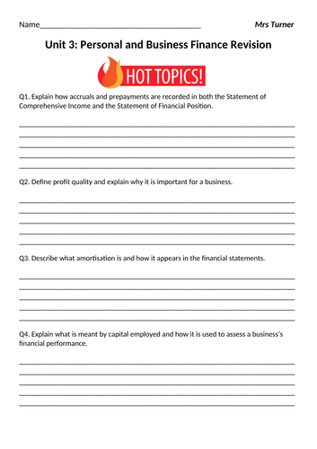BTEC Business Unit 3 Finance HOT TOPICS May 2025 | Teaching Resources