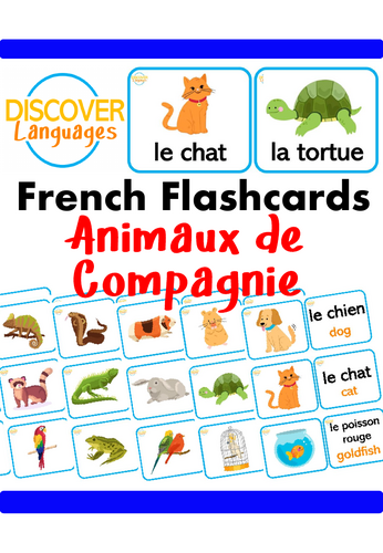 French Pets Animaux de Compagnie Vocabulary Flashcards for Beginners ...