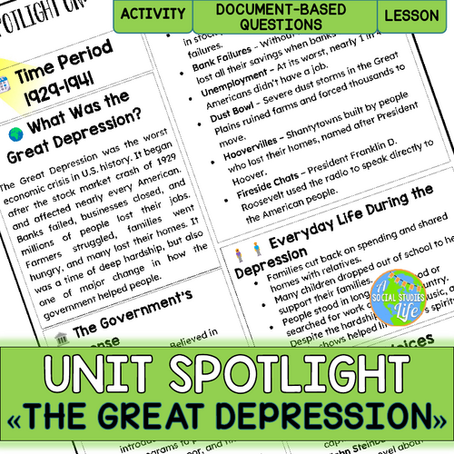 Great Depression Unit Spotlight | Teaching Resources